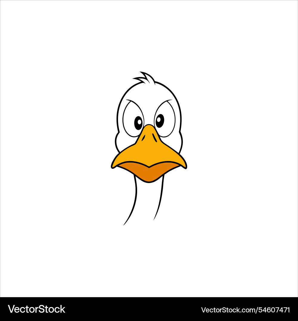 Grumpy goose cartoon head for icons Royalty Free Vector