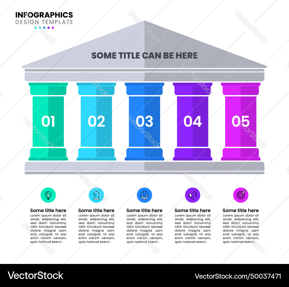 Infographic template 5 supporting pillars Vector Image