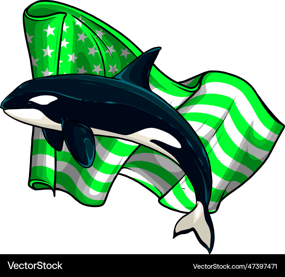 Killer whale orca flat Royalty Free Vector Image