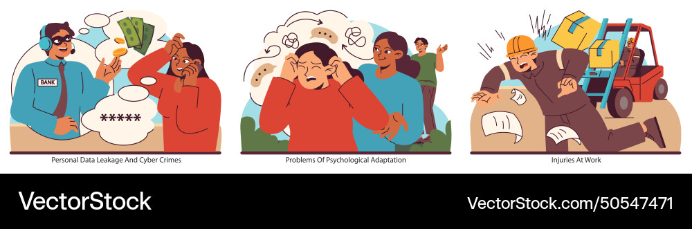 Modern struggles set flat Royalty Free Vector Image