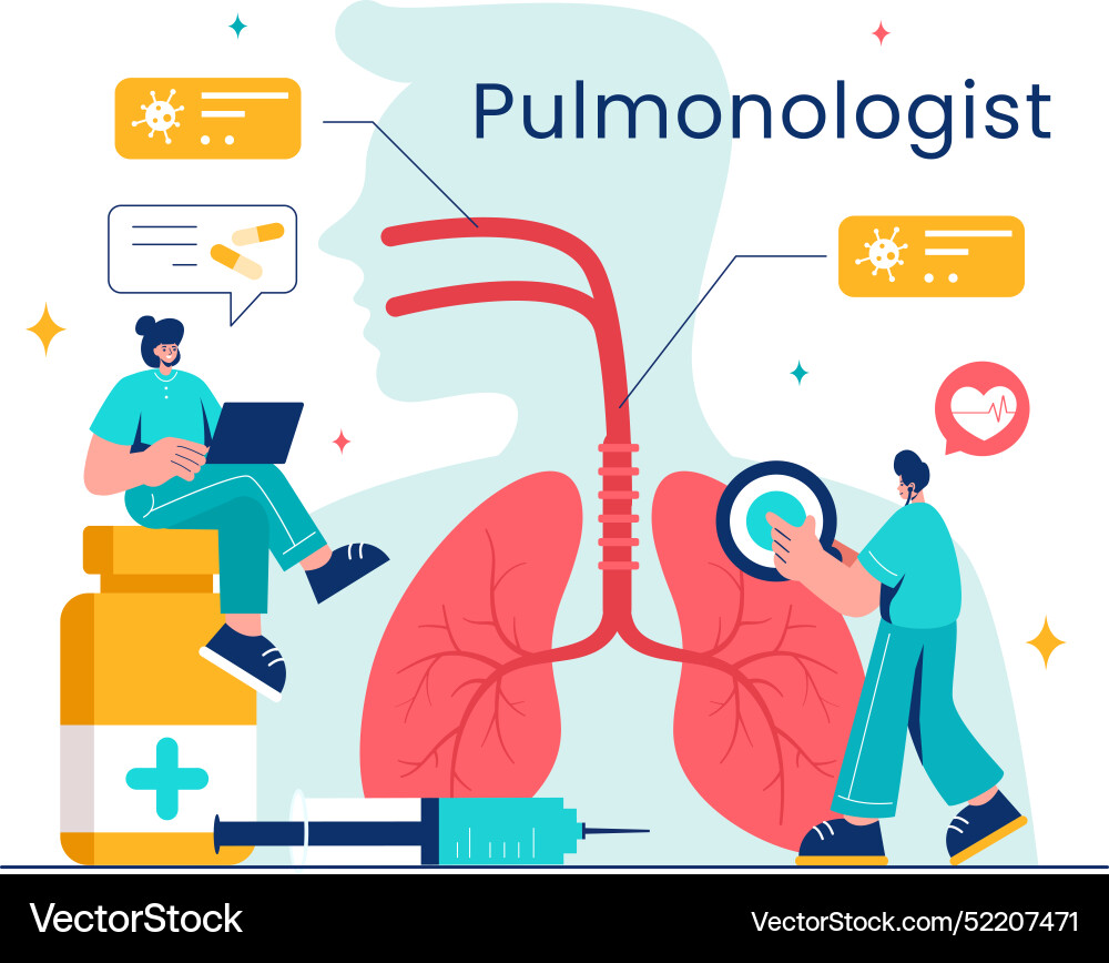 Pulmonologist with pulmonology doctor lungs Vector Image