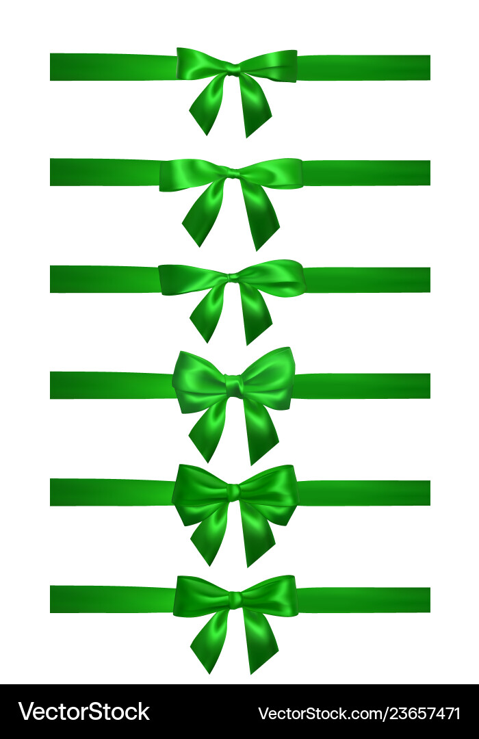 Realistic green bow with horizontal ribbons Vector Image