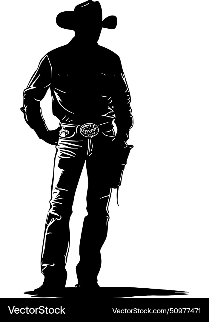 Silhouette of a cowboy standing Royalty Free Vector Image