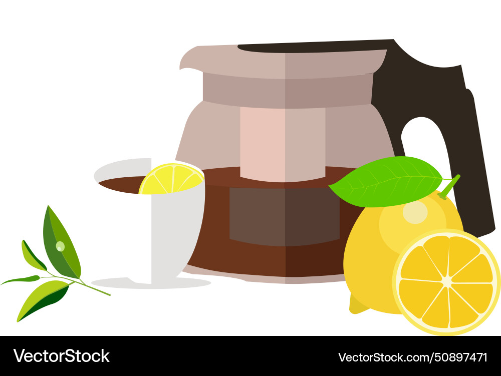 Tea with lemon icon isolated on white Royalty Free Vector