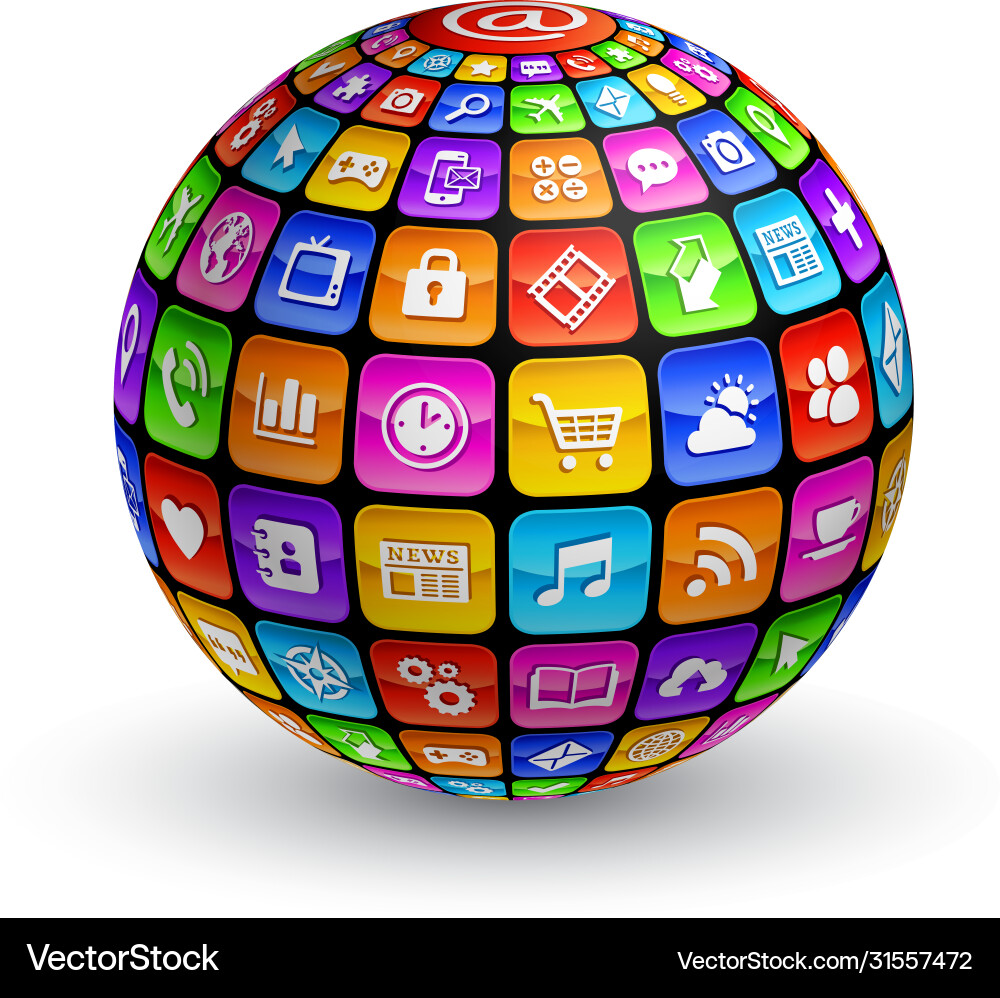 App icons 3d globe Royalty Free Vector Image - VectorStock