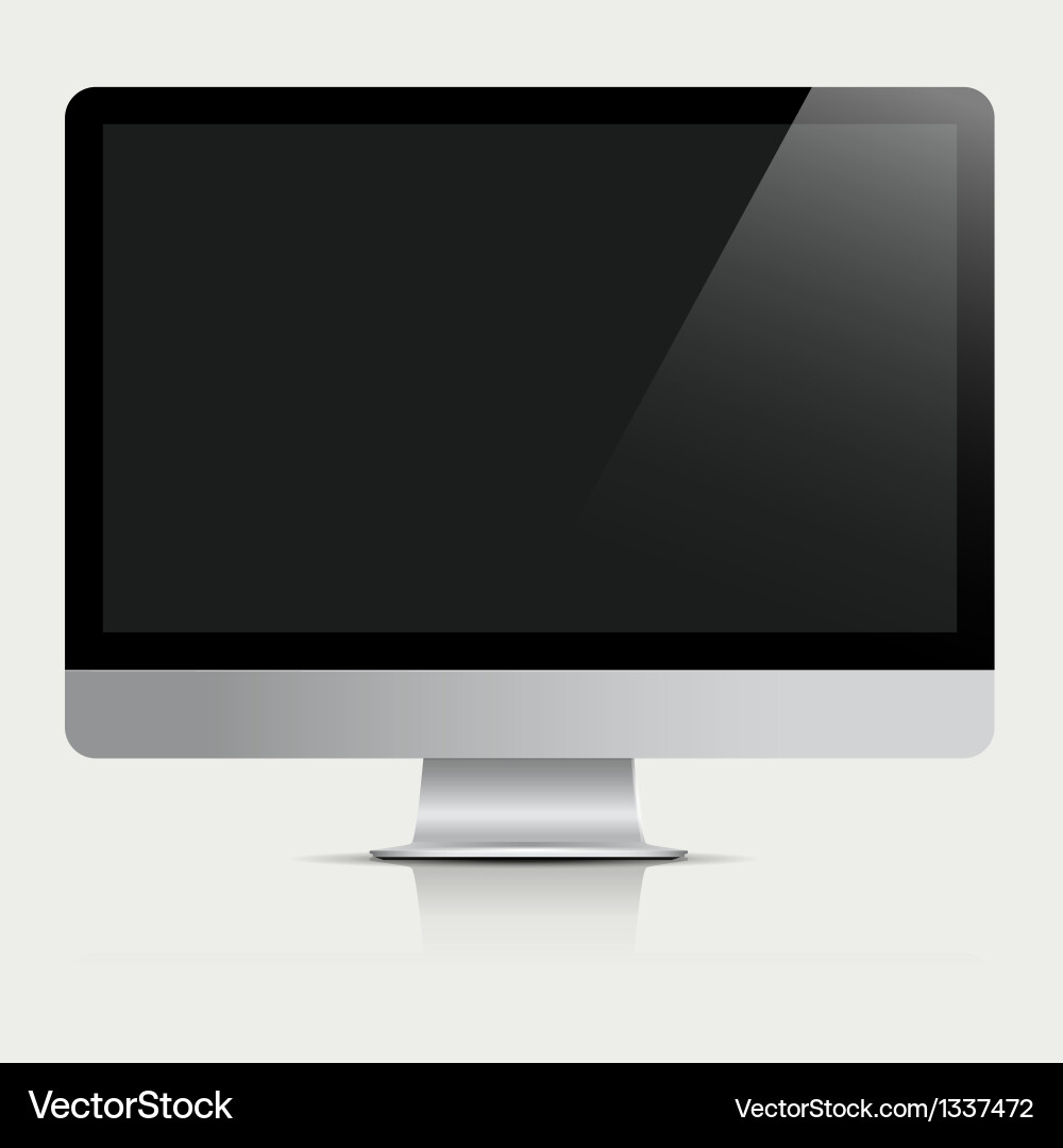 Computer monitor with black screen Royalty Free Vector Image