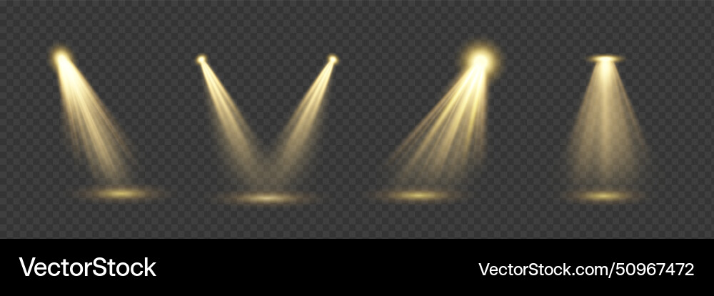 Golden backlight effects 3d realistic set Vector Image