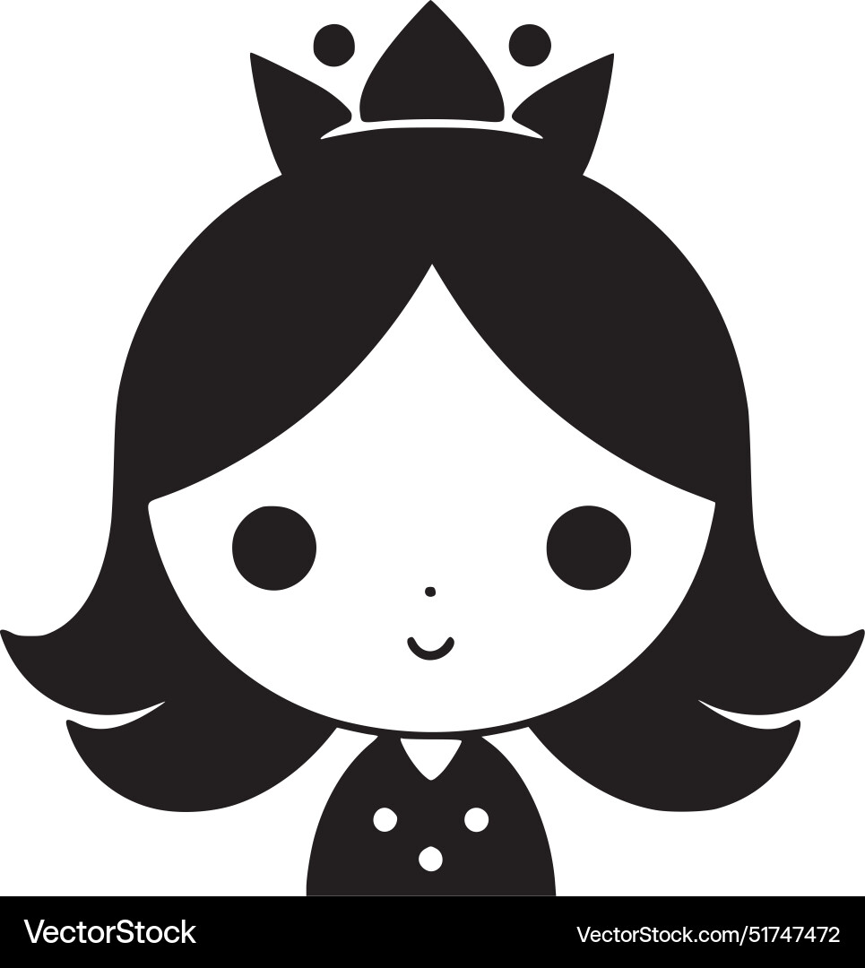 Princess - black and white Royalty Free Vector Image