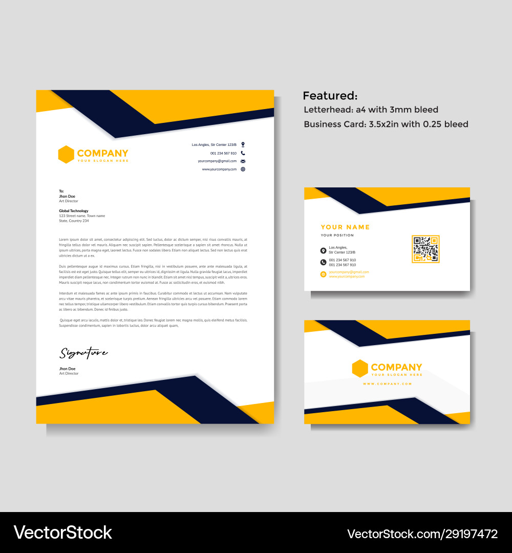 Professional creative letterhead and business Vector Image