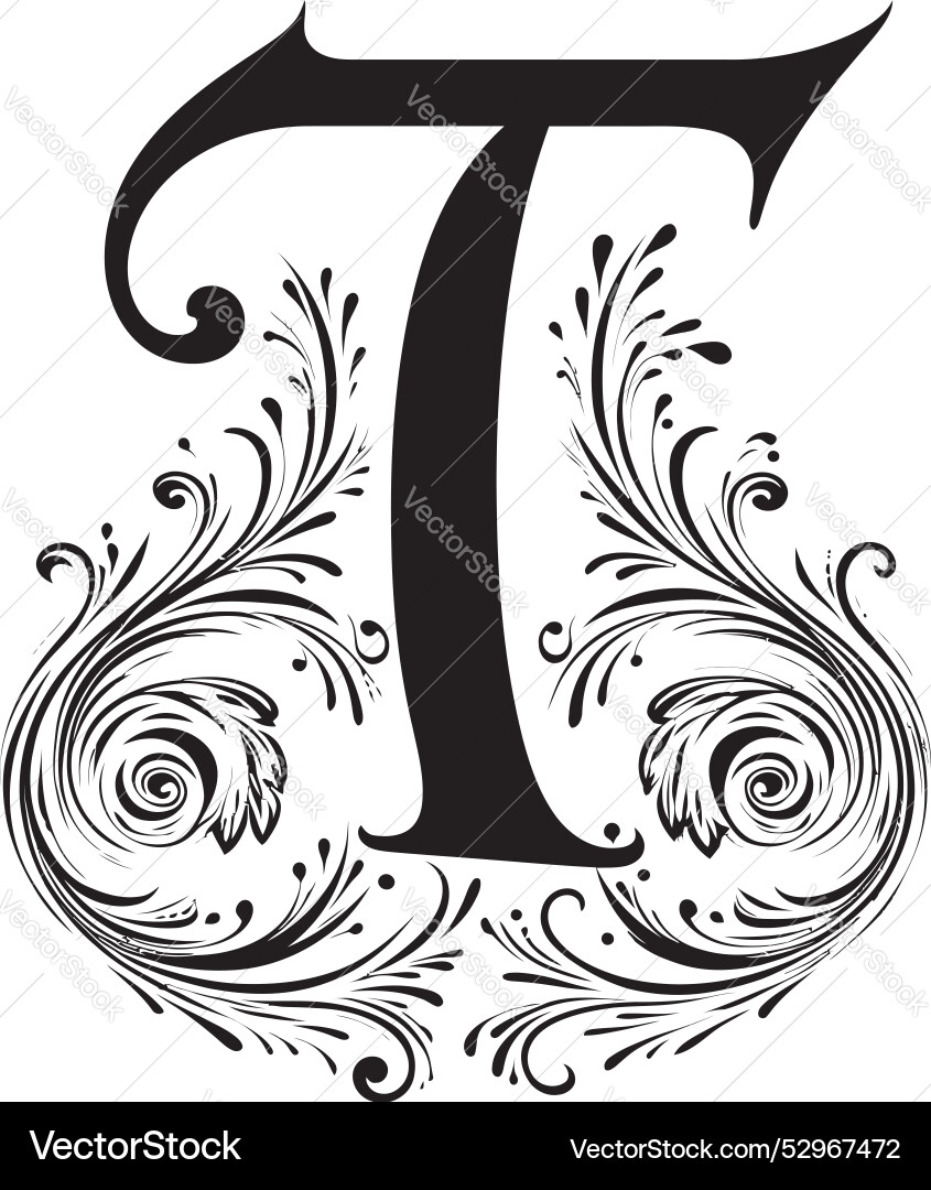 Tune aura harmonious letter t terra serenade Vector Image