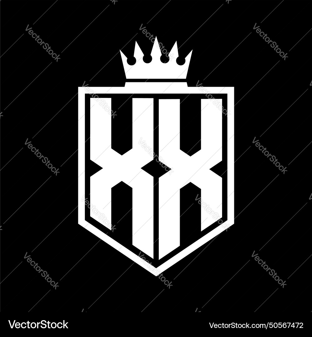 Xx logo monogram bold shield geometric shape Vector Image
