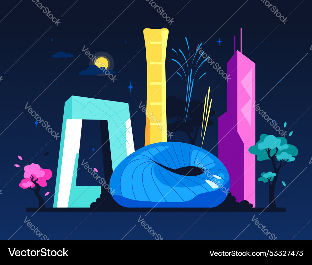 Asia main metropolis - modern colored Royalty Free Vector