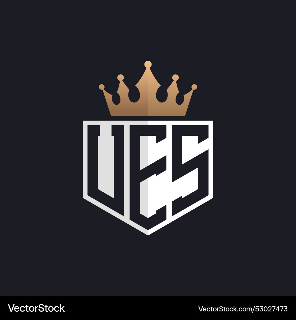 Luxury ues logo with crown elegant initials Vector Image