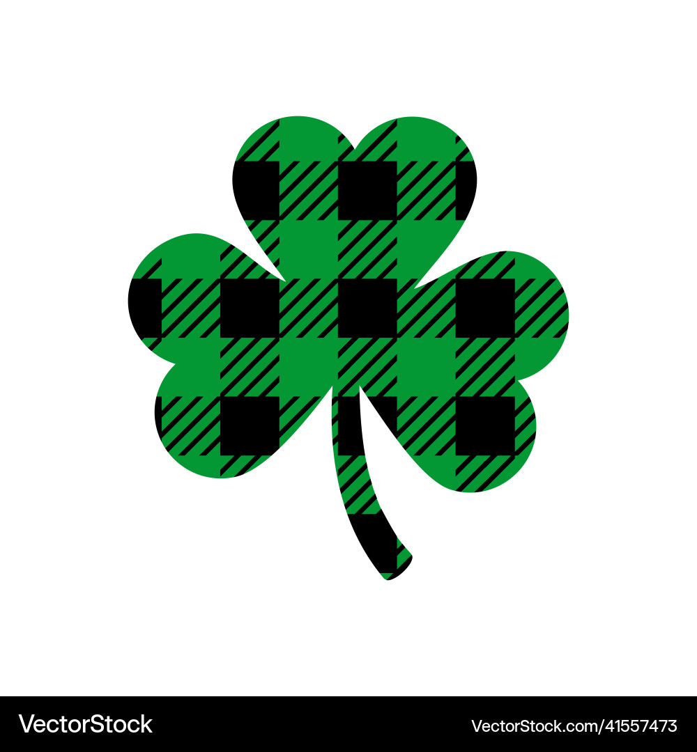 Plaid pattern shamrock icon green trefoil Vector Image