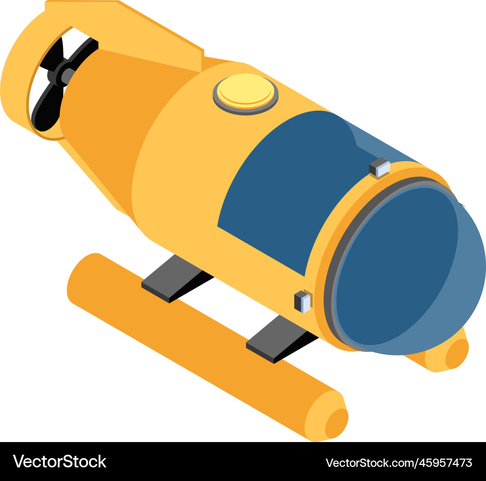 Scuba submarine isometric composition Royalty Free Vector