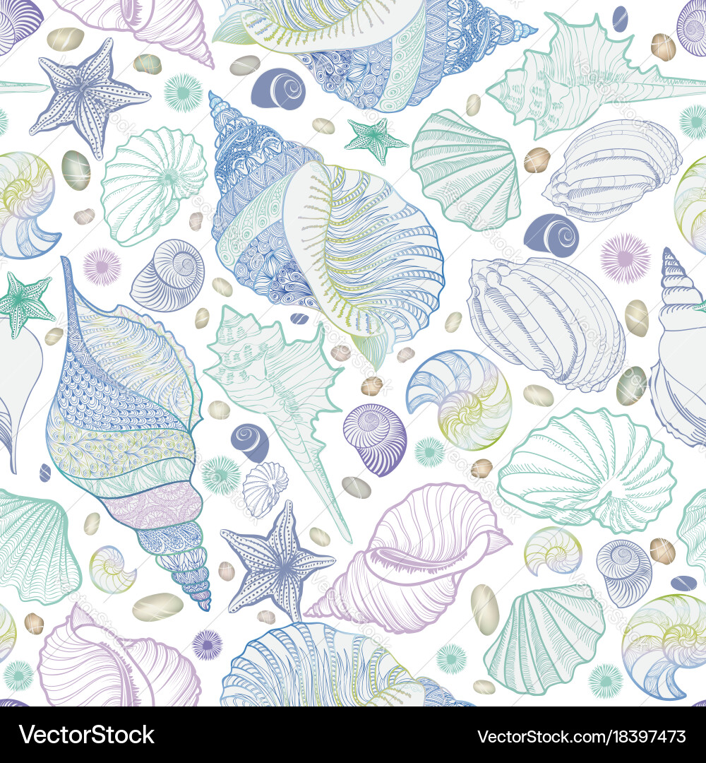 Seashell seamless pattern summer holiday marine Vector Image
