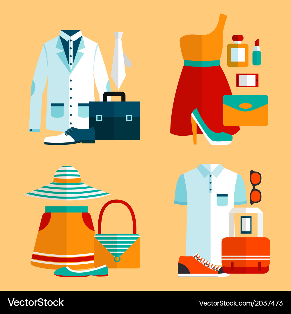 Shopping clothing icons set Royalty Free Vector Image