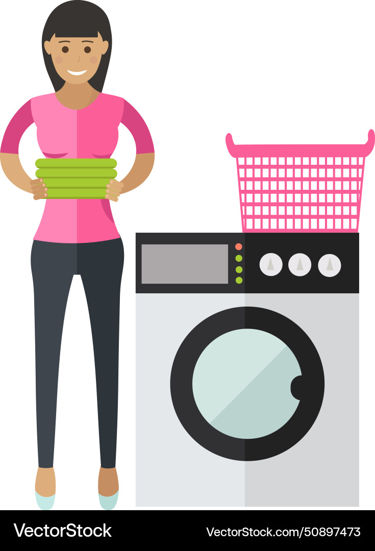 Woman doing laundry icon isolated on white Vector Image