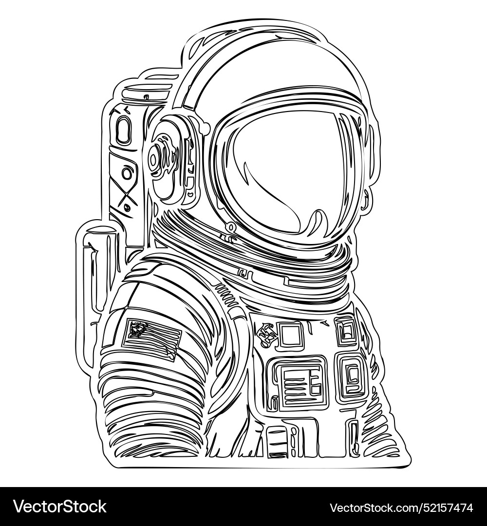 Astronaut outline sketch Royalty Free Vector Image