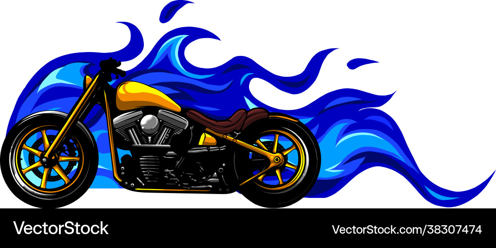 Custom motorcycle with flames Royalty Free Vector Image