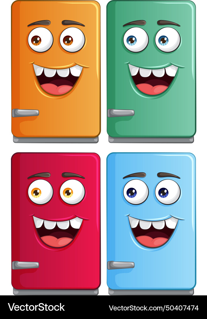 Four animated books with cheerful expressions Vector Image