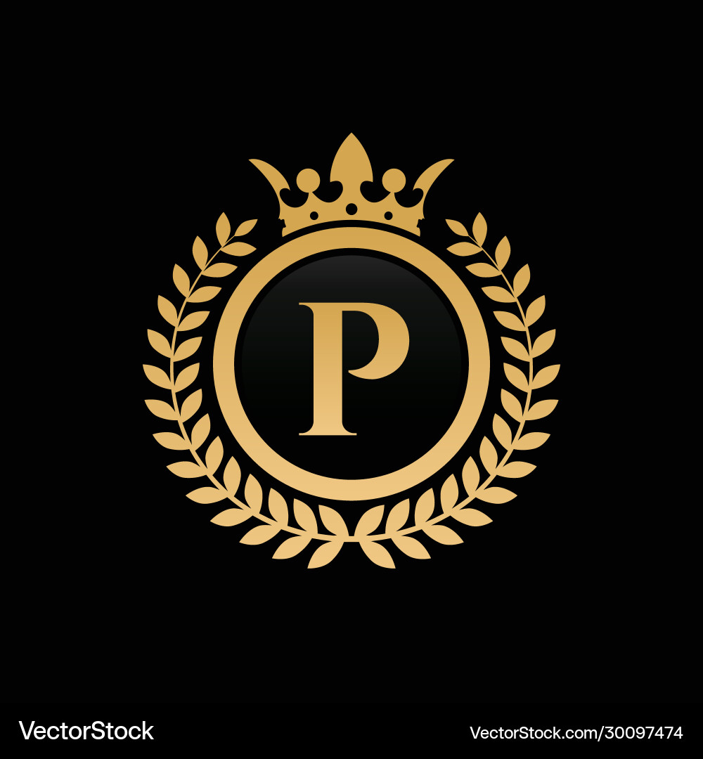 Letter p royal crown logo Royalty Free Vector Image