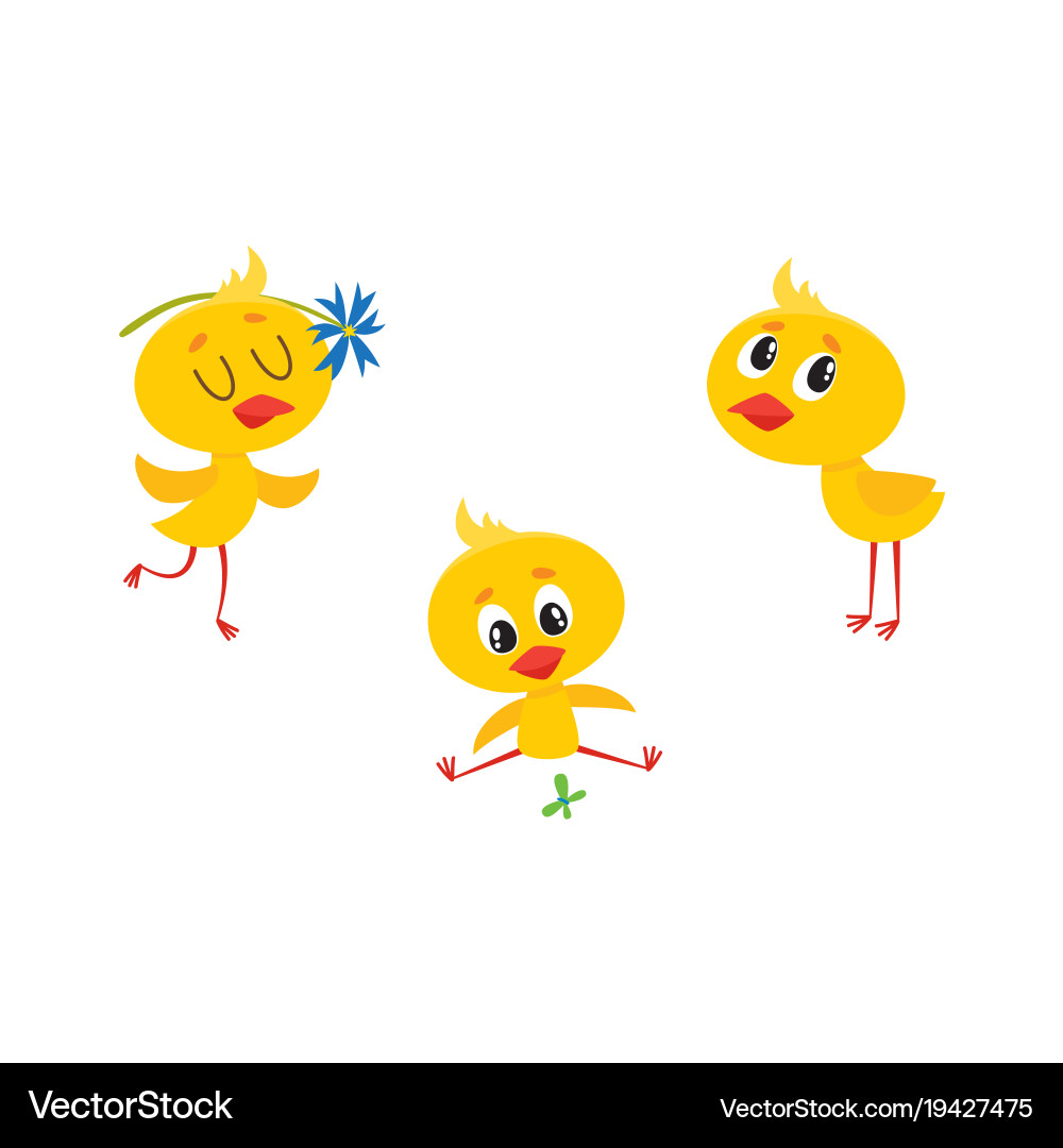 Cartoon cute chicken characters set Royalty Free Vector