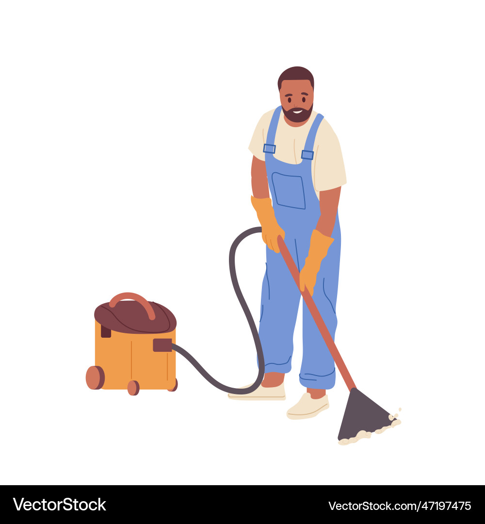 Cartoon young man worker character in uniform Vector Image