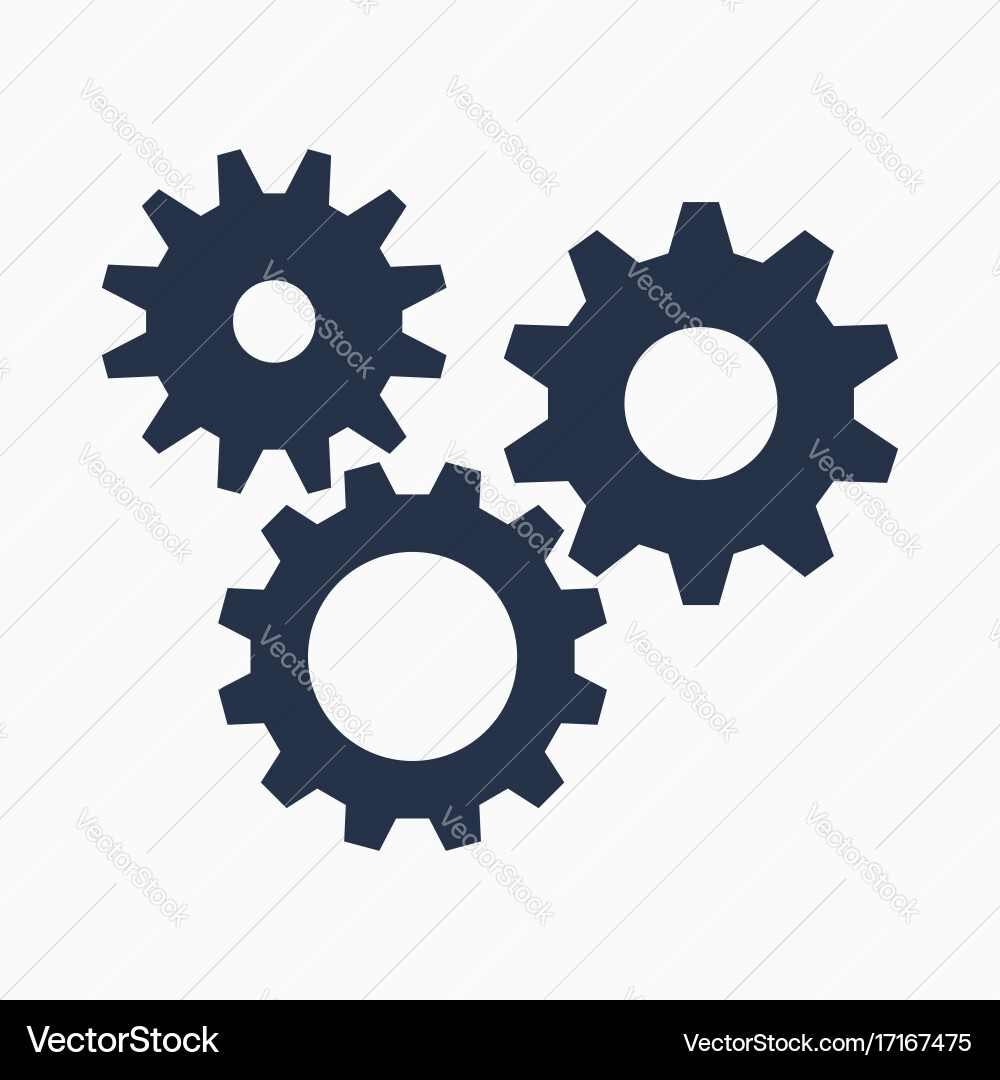 Cogs symbol on white background settings icon Vector Image