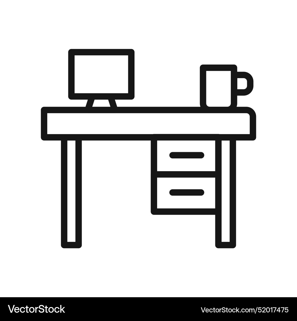 Desk icon black line art Royalty Free Vector Image