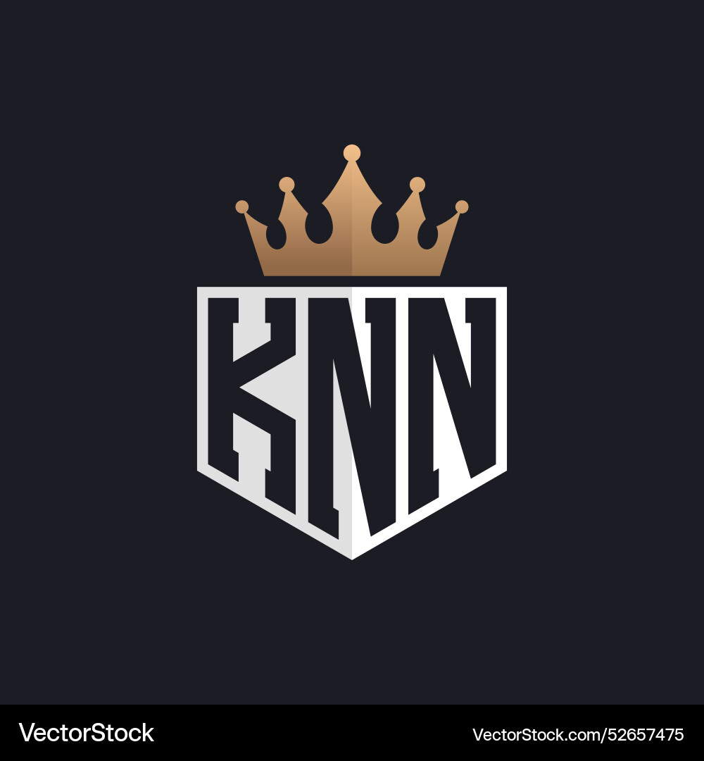 Luxury knn logo with crown elegant initials Vector Image