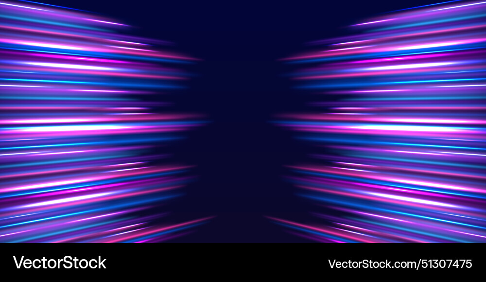 Neon light line trails Royalty Free Vector Image