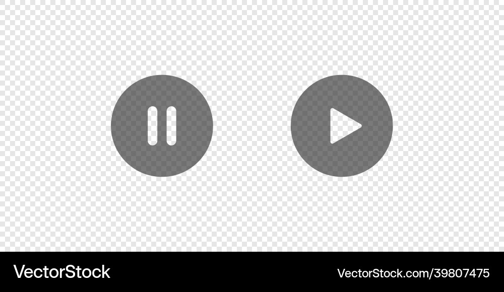 Play and pause simple isolated button icon set Vector Image