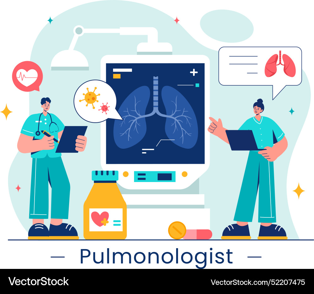 Pulmonologist with pulmonology doctor lungs Vector Image