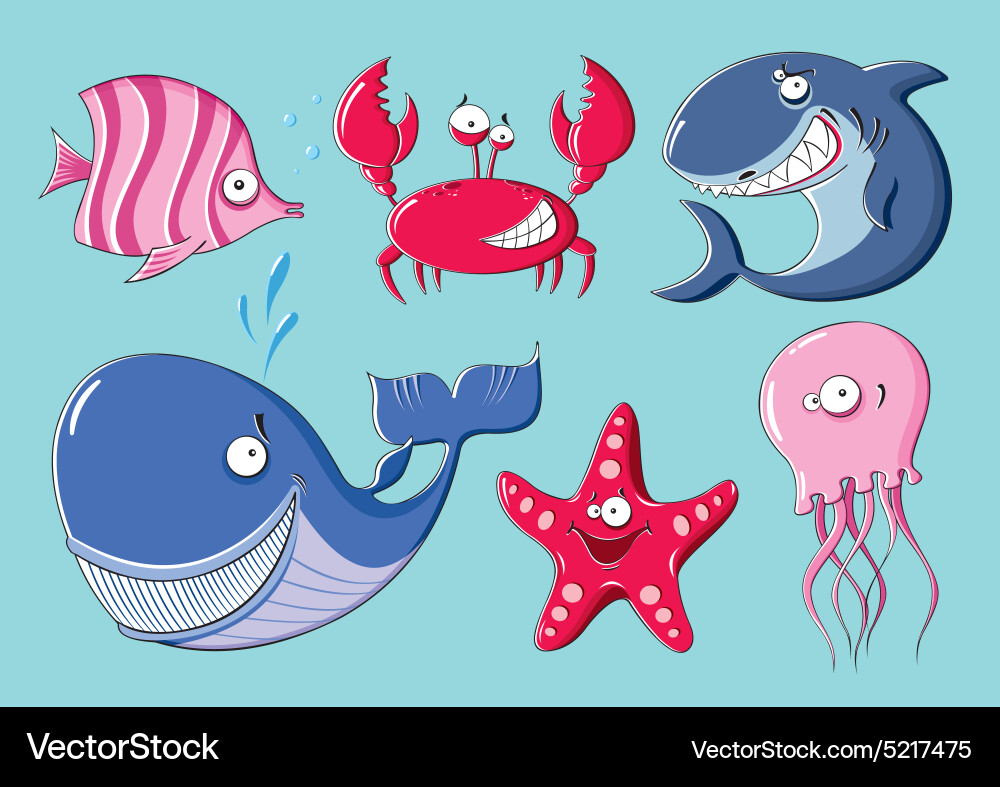 Sea animals Royalty Free Vector Image - VectorStock