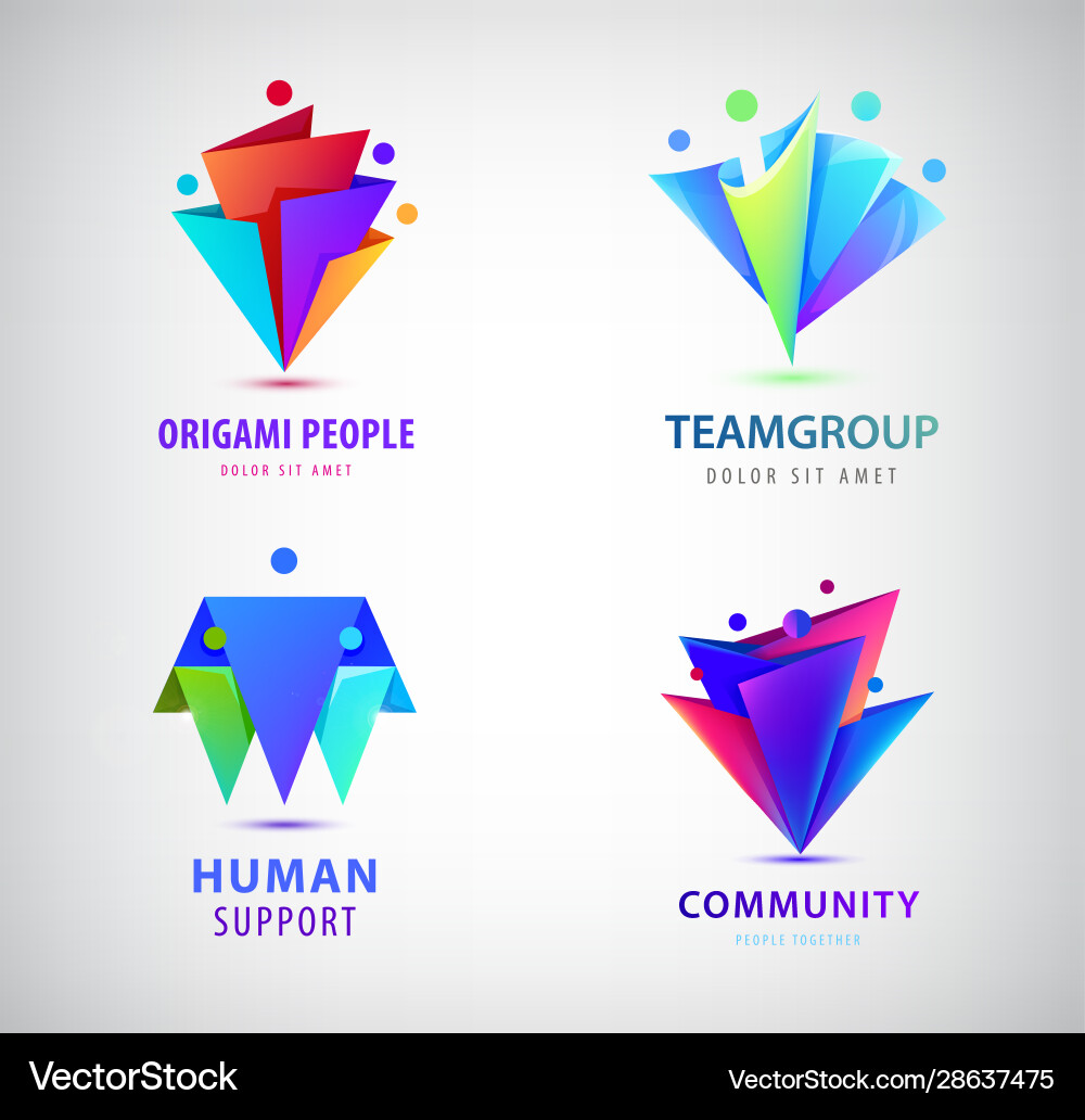 Set human people group logos family Royalty Free Vector