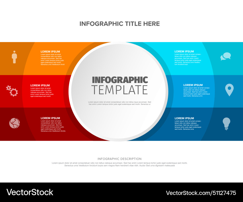 Six items infographic template on light background