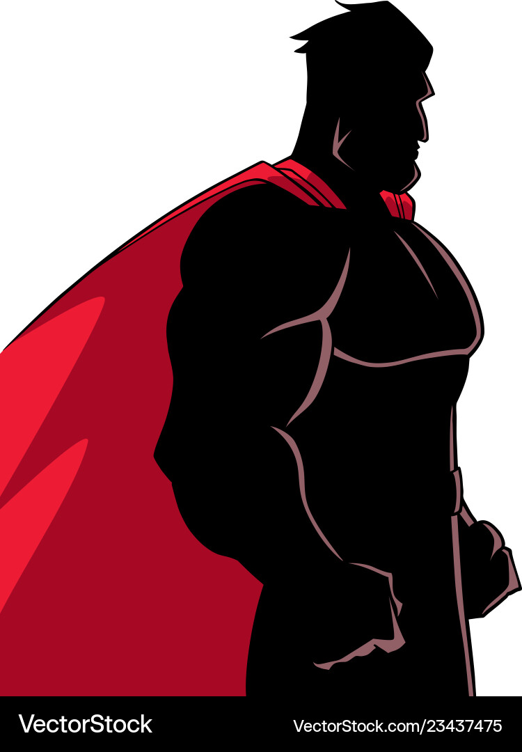 Superhero side profile silhouette Royalty Free Vector Image
