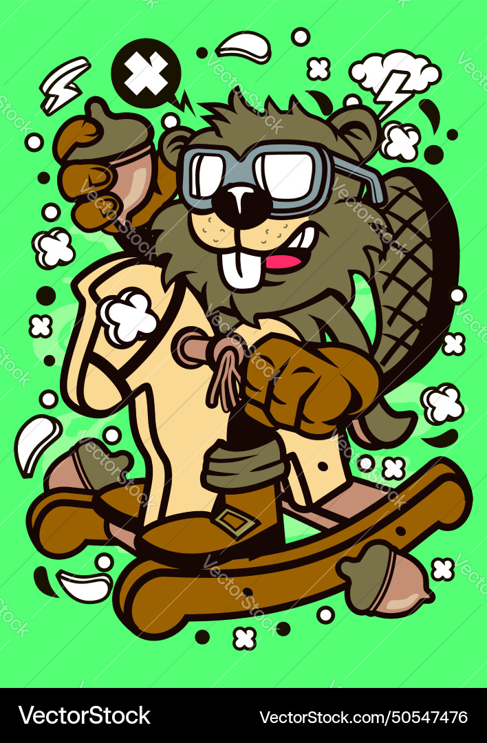 Beaver rocking horse Royalty Free Vector Image