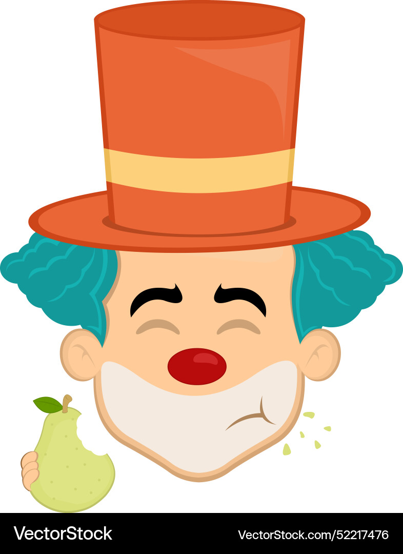 Clown eating fruit pear Royalty Free Vector Image