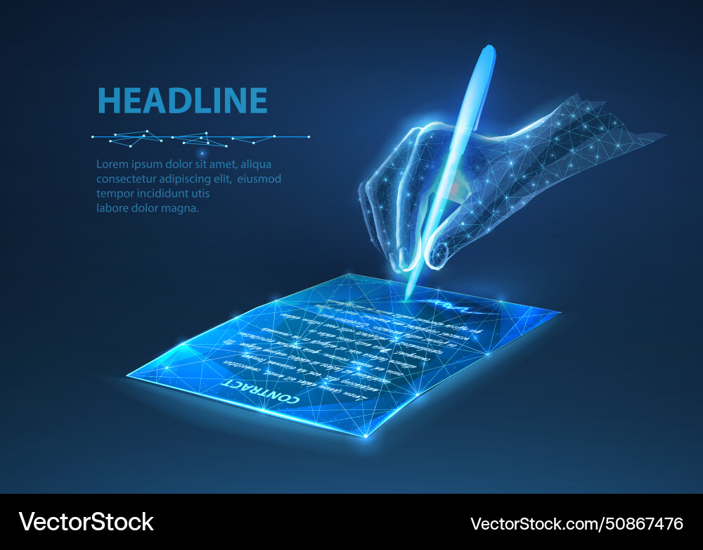 Digital hand with pan sign a document Royalty Free Vector