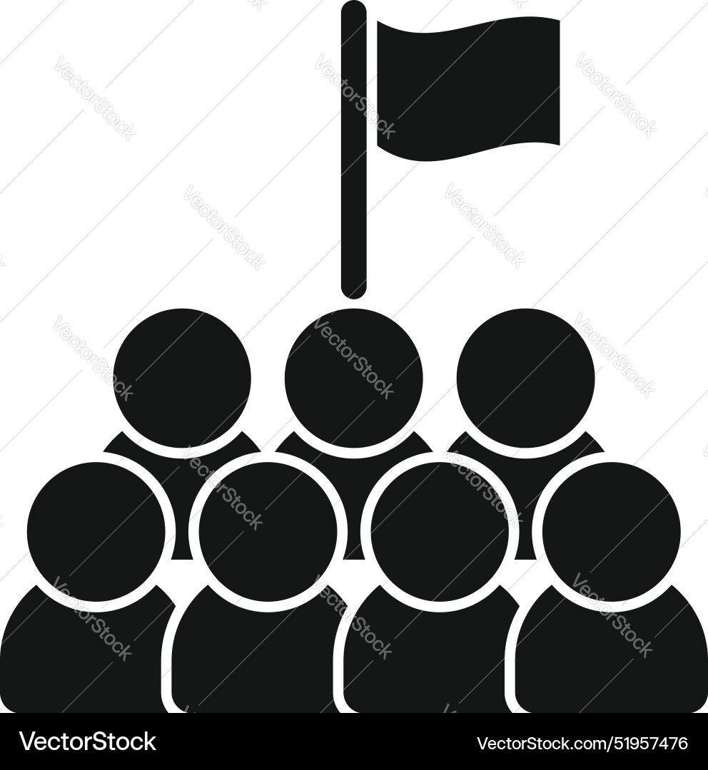 Group of people standing together under a flag Vector Image
