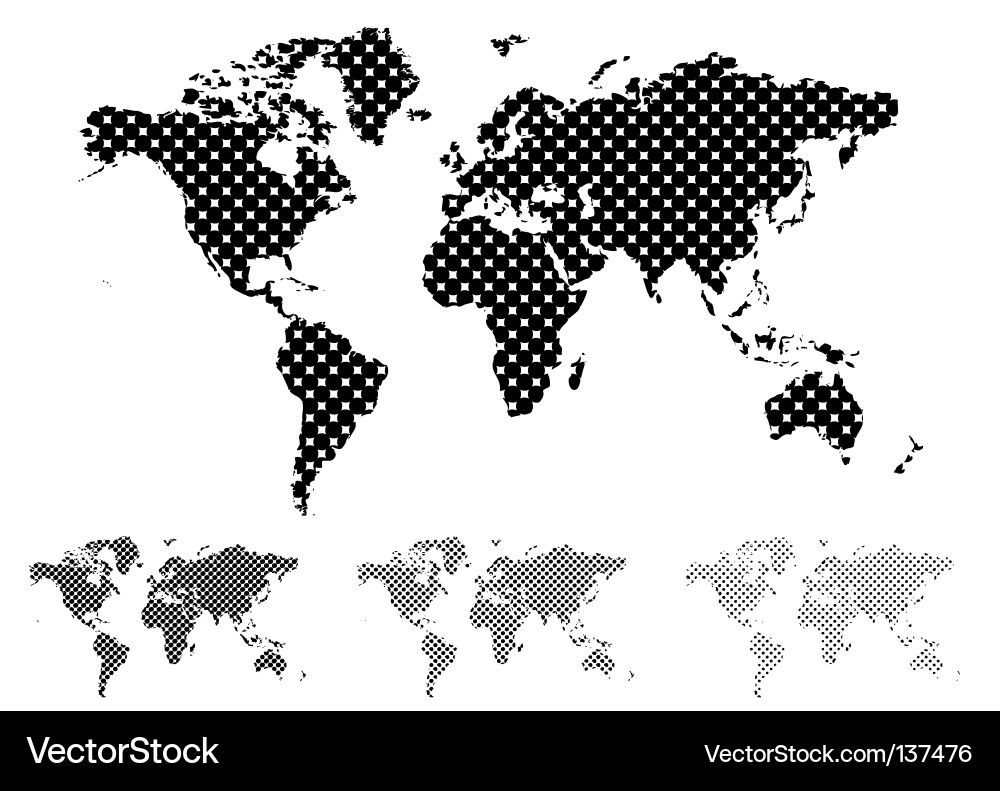 Halftone world map Royalty Free Vector Image - VectorStock