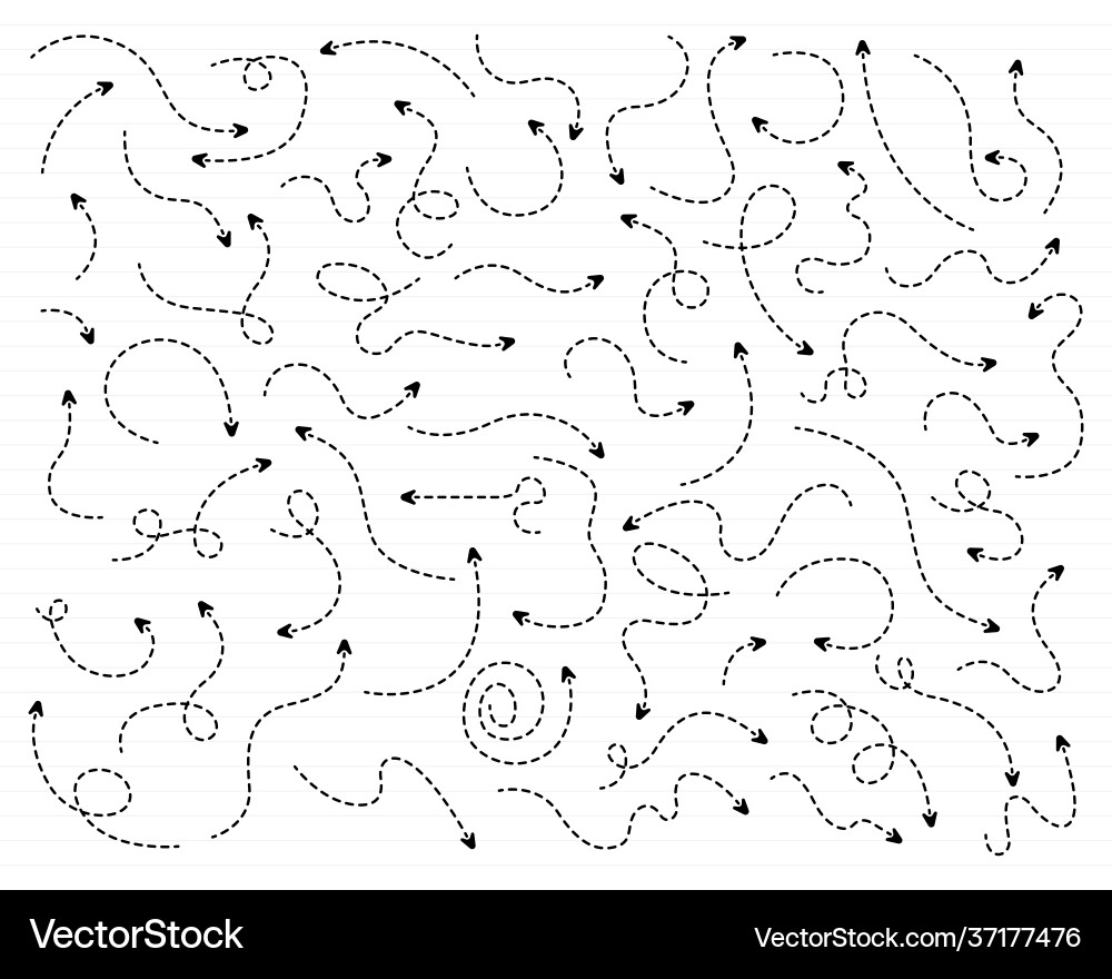 Hand drawn dotted arrow set design Royalty Free Vector Image
