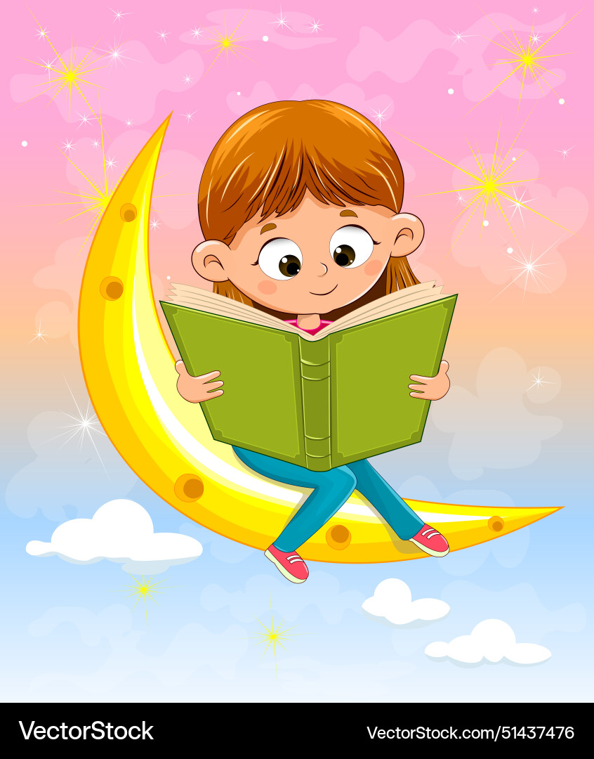 Happy kid reading a book Royalty Free Vector Image