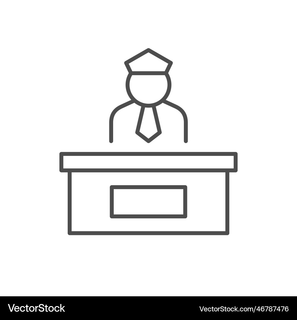 Reception Desk Line Icon Royalty Free Vector Image