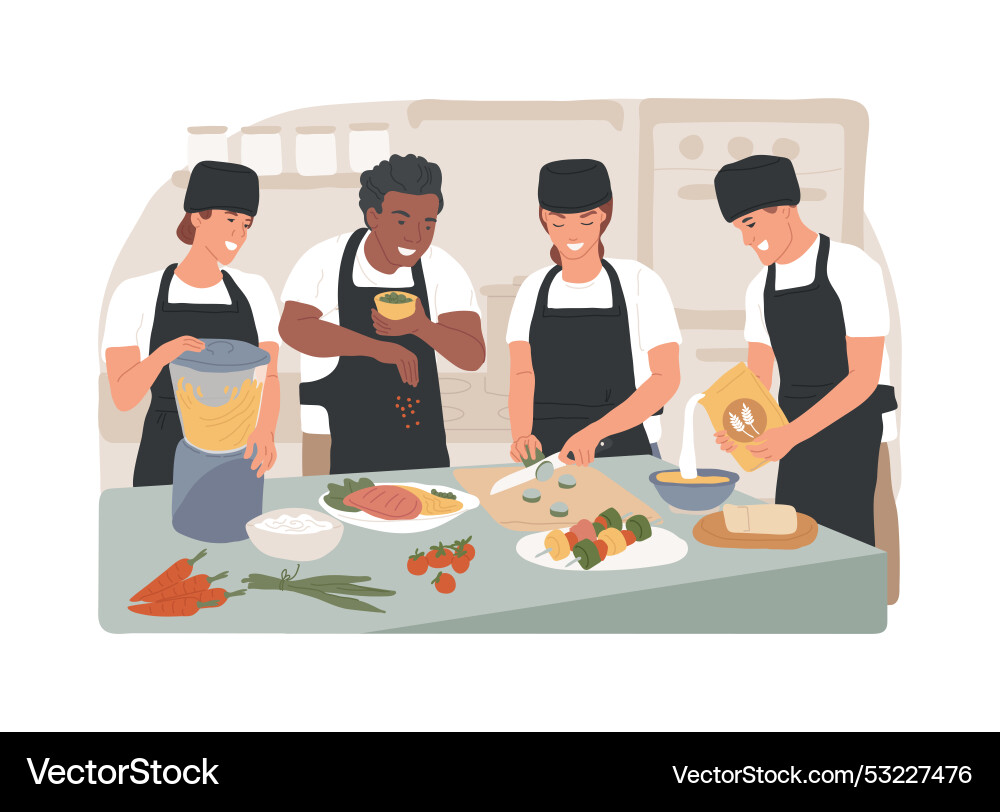 Teamwork in the kitchen isolated cartoon Vector Image