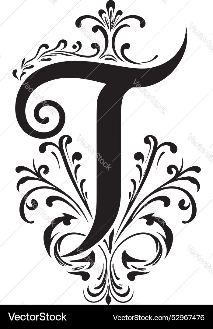 Twilight symphony mystical letter t art titanic Vector Image