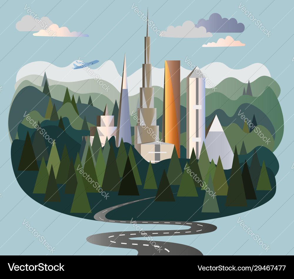 A modern city in clean natural environment Vector Image