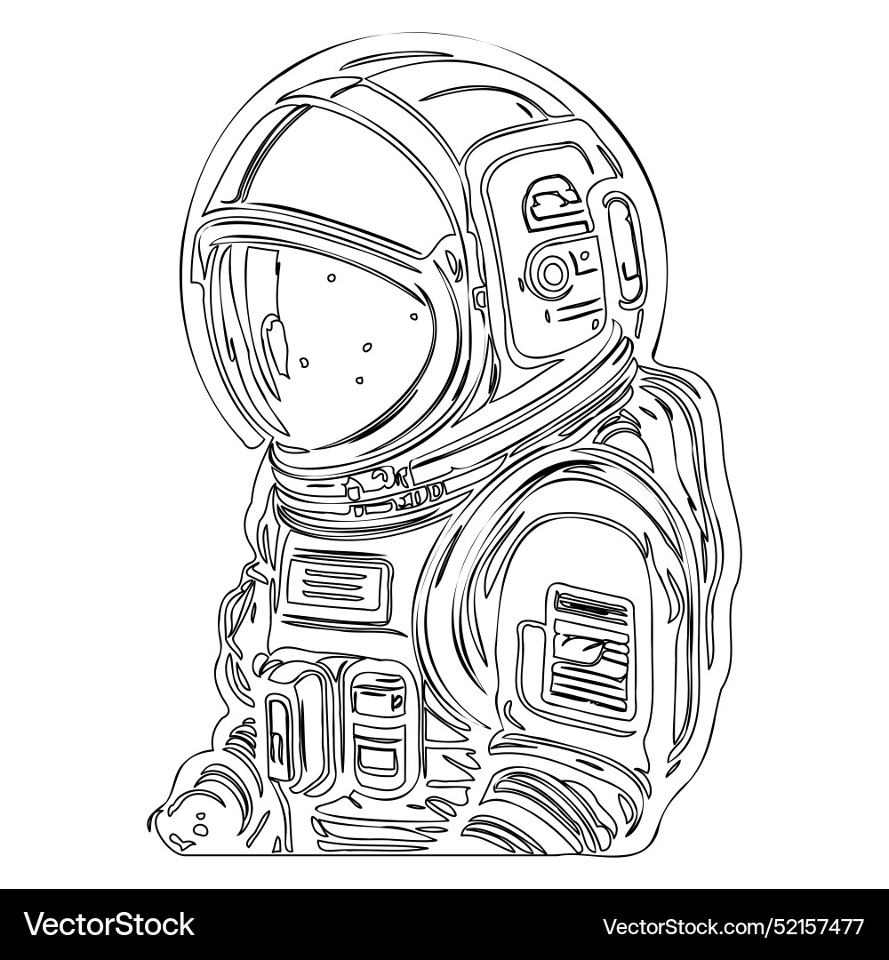 Astronaut outline sketch Royalty Free Vector Image